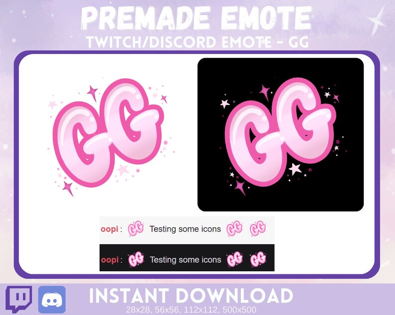 Premade GG - Gaming - Emote Instant Download for Twitch, Discord - Etsy