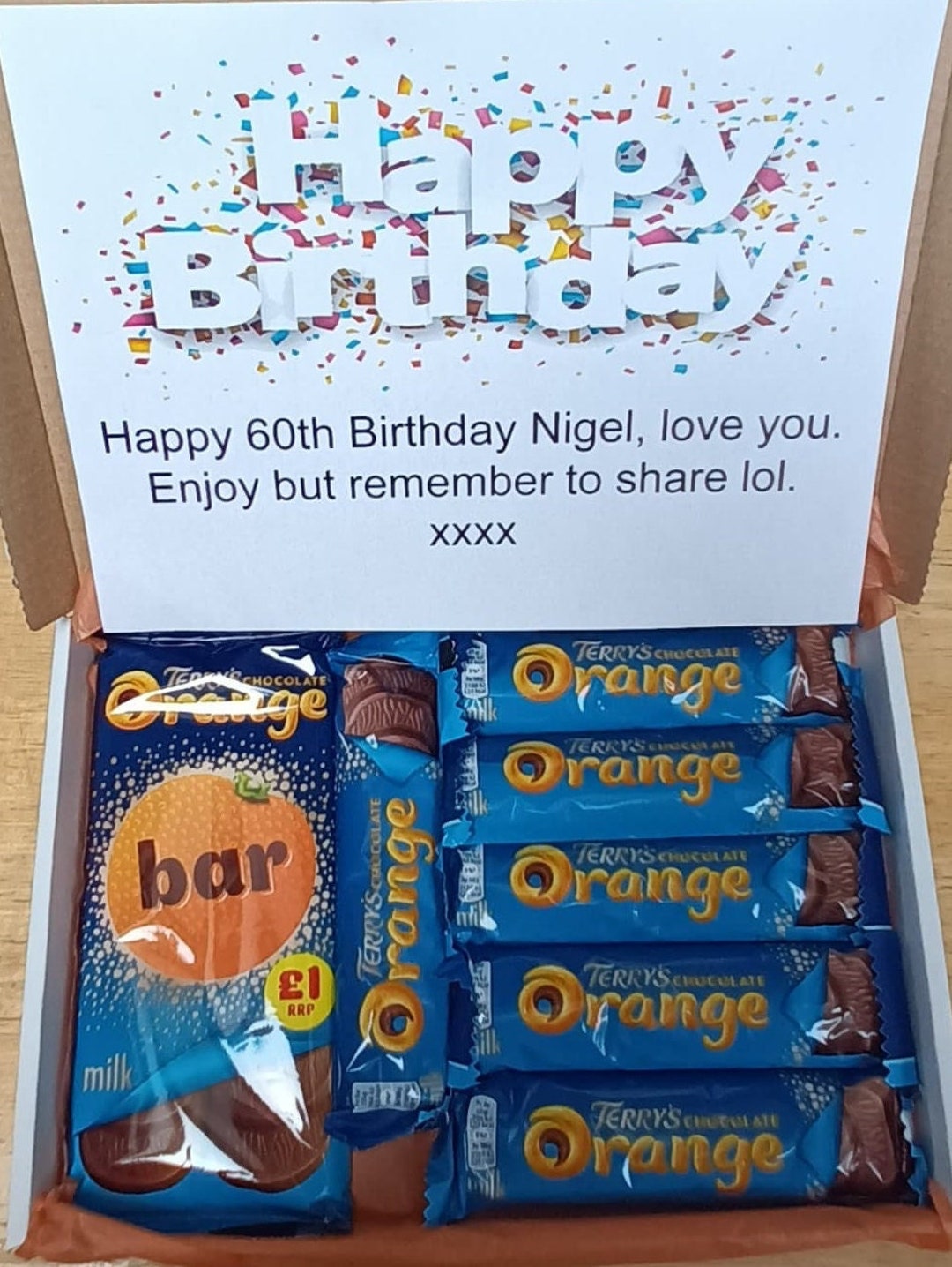 Terry's Orange Chocolate Box Gift Hamper, Personalised Message, Ideal ...