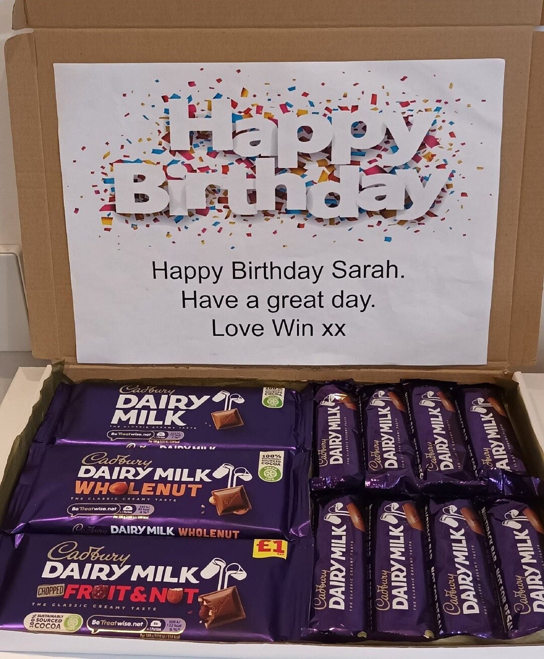 Dairy Milk Chocolate Box Gift Hamper, Personalised Message, Ideal Treat ...