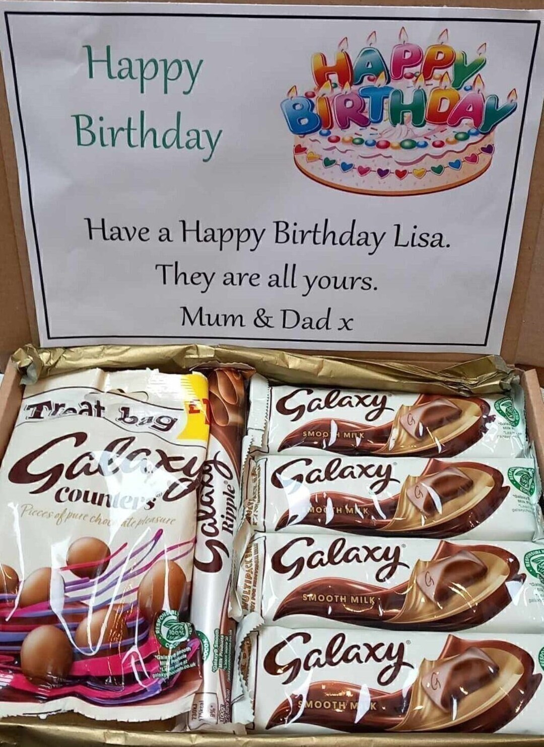 Galaxy Counters Chocolate Box Gift Hamper, Personalised Message, Ideal ...