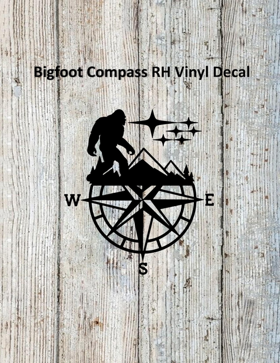 Bigfoot Sasquatch Compass, Subaru Stars, Right Hand Facing Vinyl Decal ...