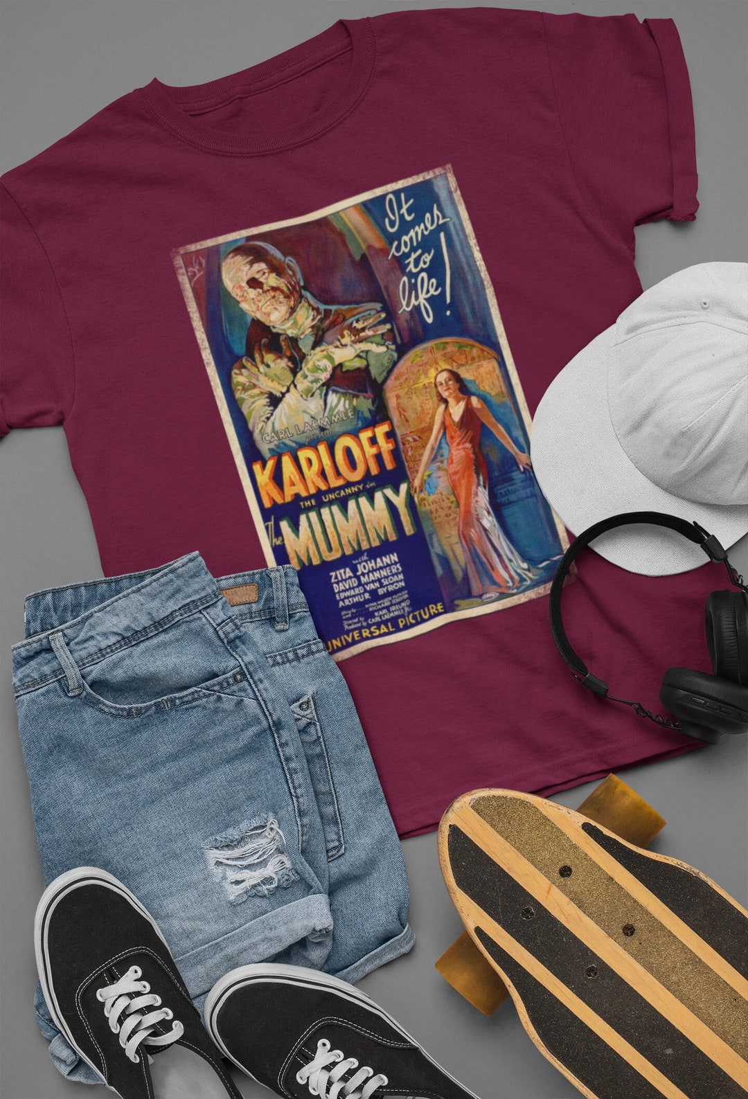 Retro the Mummy T-shirt – Distressed Movie Poster Graphic Tee, Classic ...