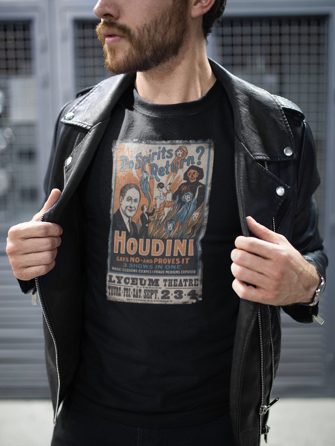 Houdini Poster Retro Distressed Edge T Shirt, Harry Houdini Shirt ...