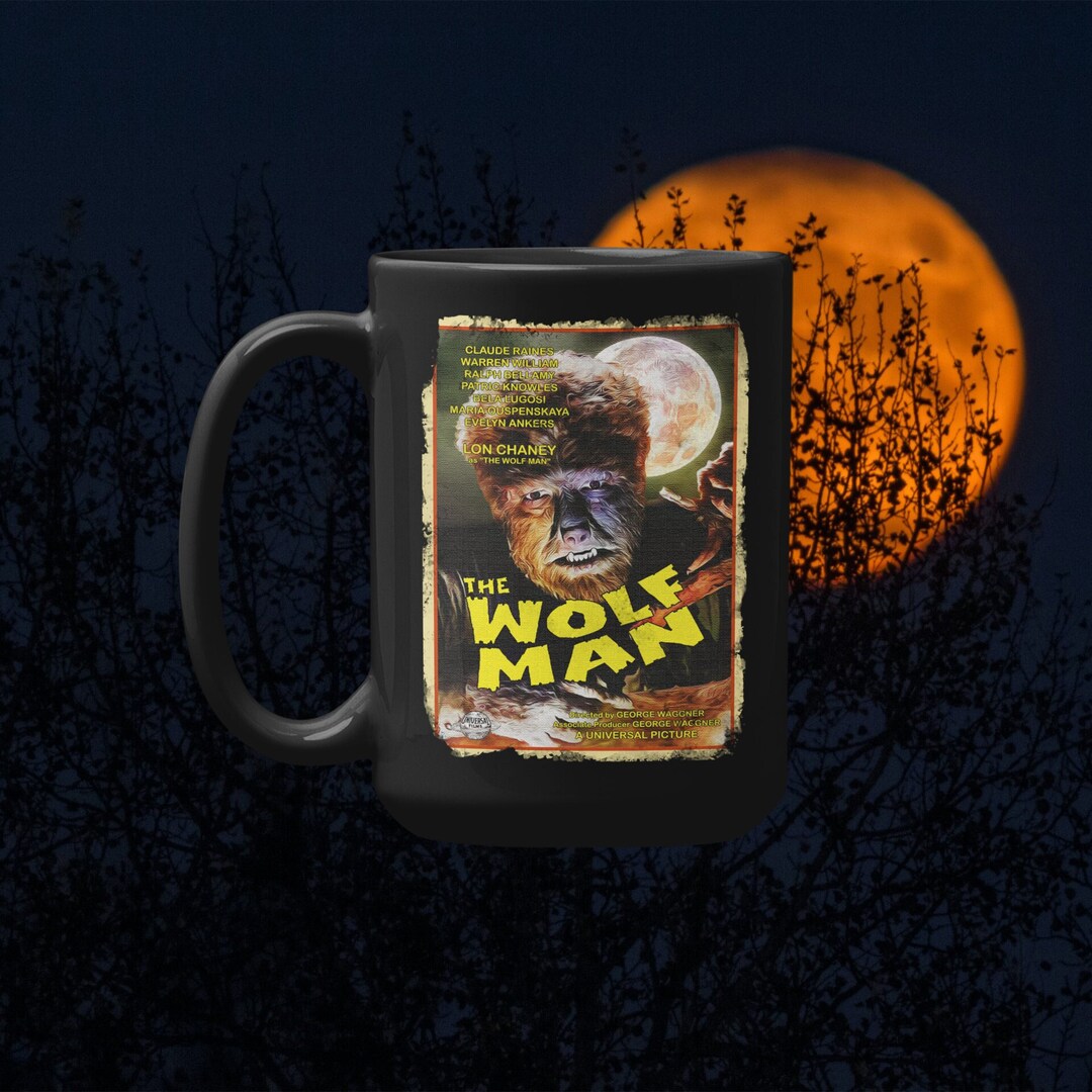 The Wolf Man Retro Distressed Edge Movie Poster Mug, Wolf Man Mug, the ...
