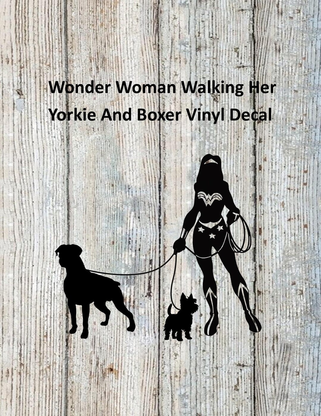 Wonder Woman Walking Her Yorkie and Boxer Vinyl Decal - Etsy