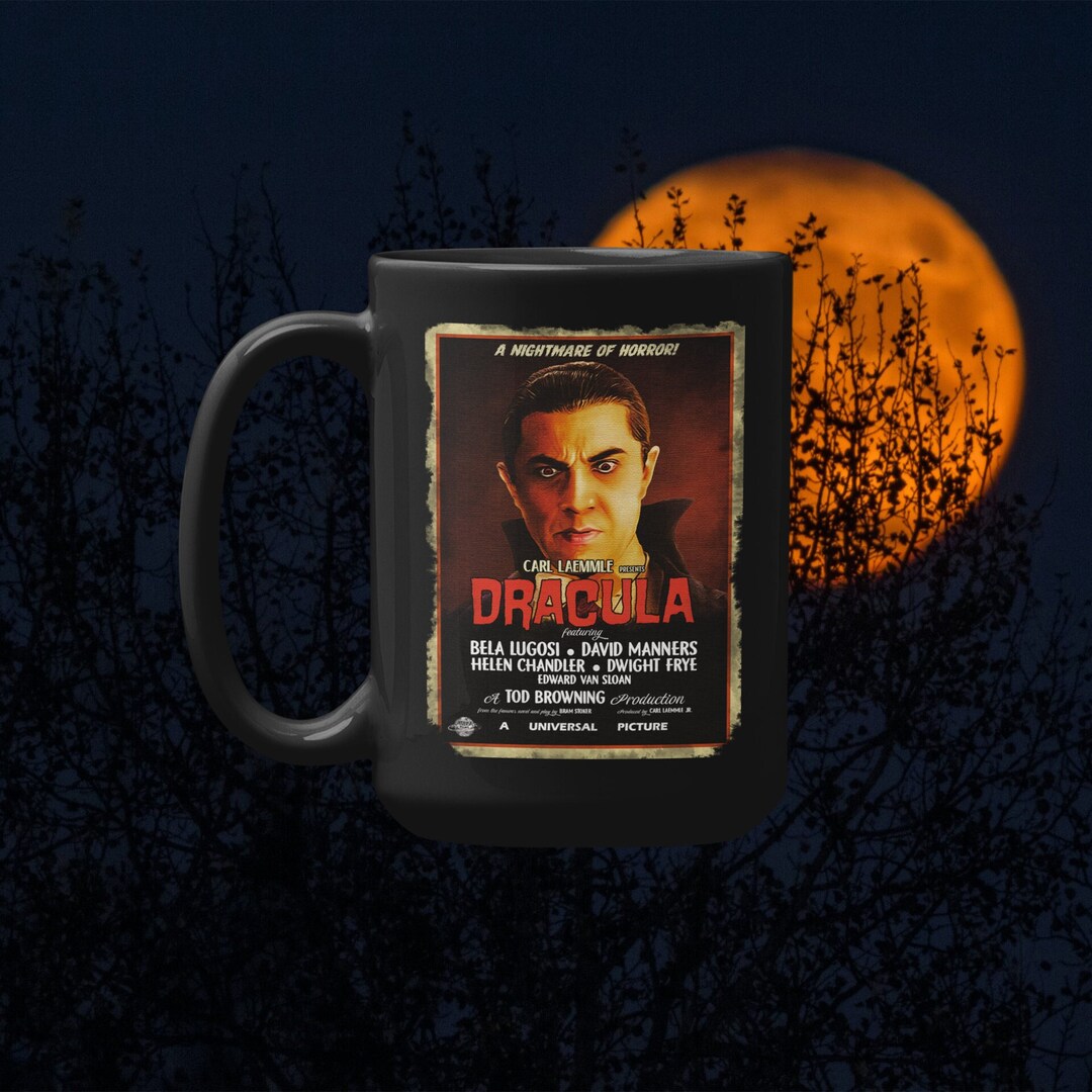 Dracula Retro Distressed Edge Movie Poster Mug, Dracula Mug, Dracula ...