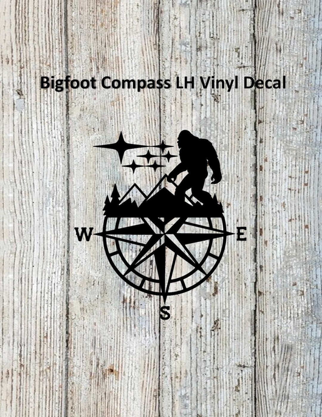 Bigfoot Sasquatch Compass, Subaru Stars, Left Hand Facing Vinyl Decal ...