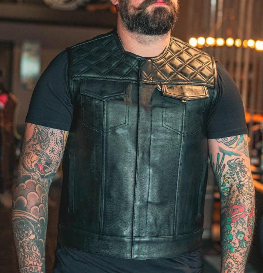 Men's Club Style Leather Vest Vintage the Trendsetter - Etsy