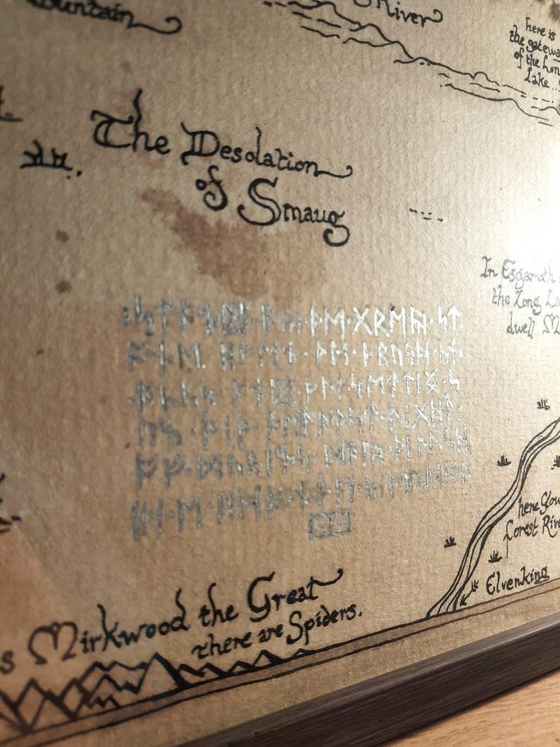 Handcrafted Map of the Hobbit, Thrór's Map / Hand-drawn Map of Thrór in ...