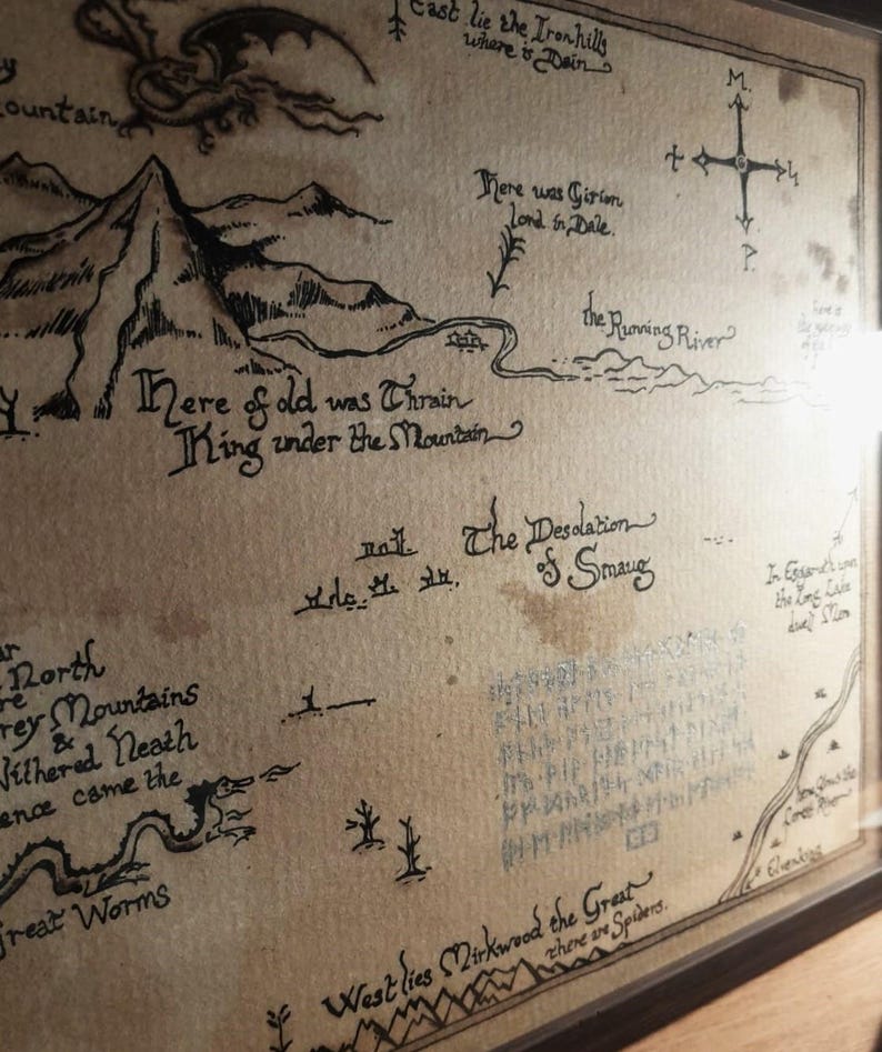 Handcrafted Map of the Hobbit, Thrór's Map / Hand-drawn Map of Thrór in ...