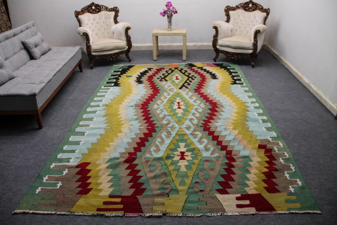 Boho Kilim Rug, 6.7 X 10.3 Ft Rug, Vintage Kilim Rug, Large Kilim Rug ...