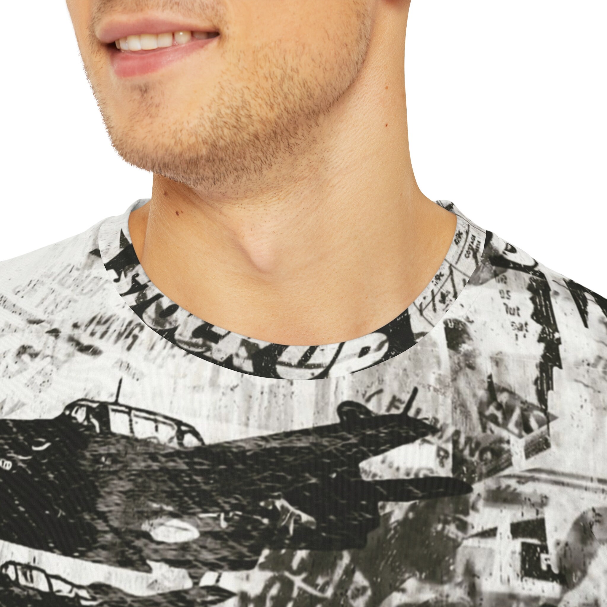 Newspaper Print Tee Retro Newspaper Print Tee Vintage Style Printed Tee ...