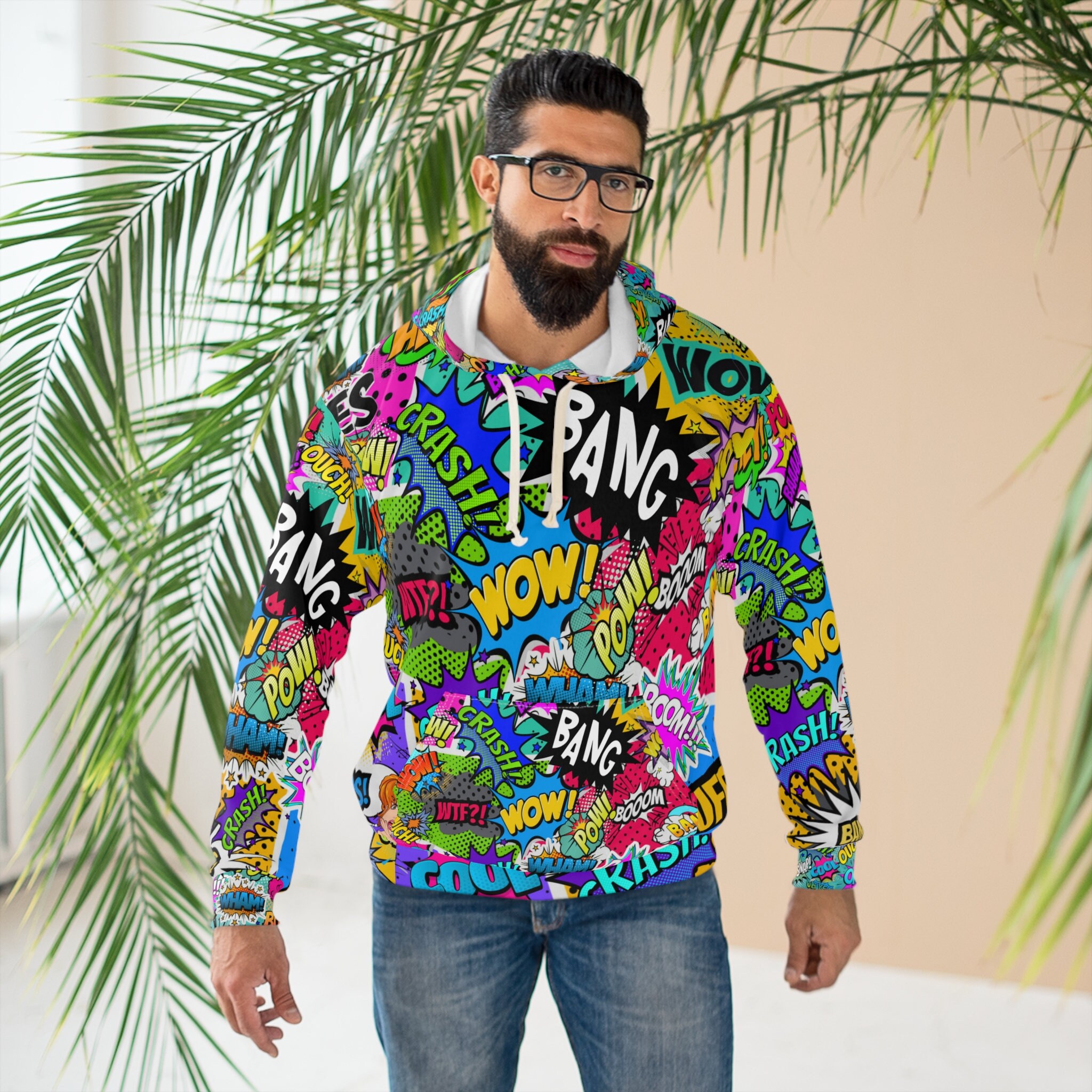 Unisex Comic Book Hoodie Comic Art Hoodie Comic Lover Pop Art Hoodie ...