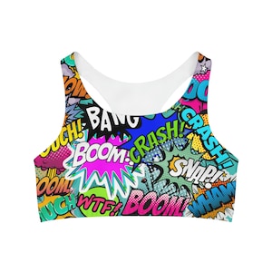 Comic Book Sports Bra Comic Pop Art Sports Bra Comic Cartoon - Etsy
