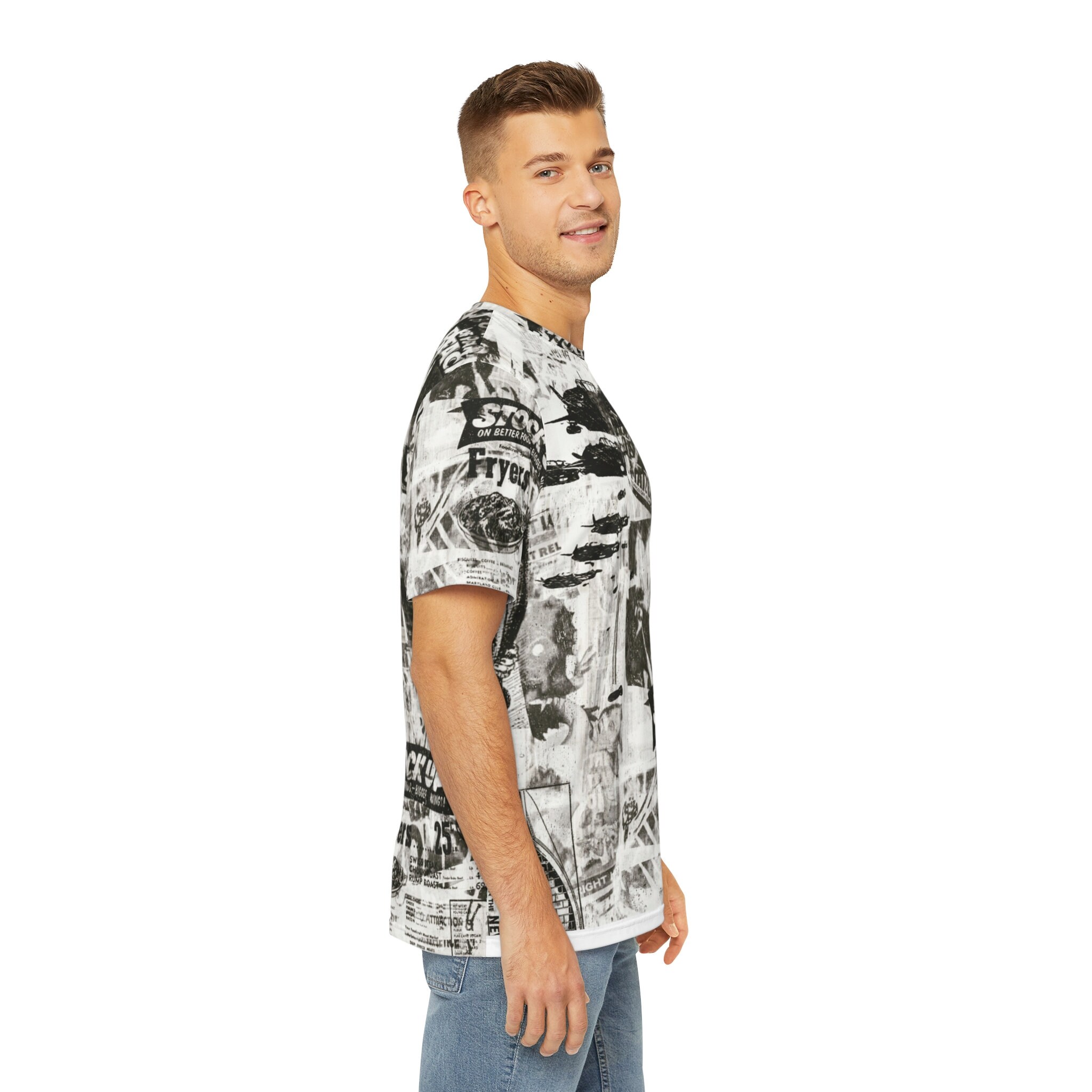 Newspaper Print Tee Retro Newspaper Print Tee Vintage Style Printed Tee ...