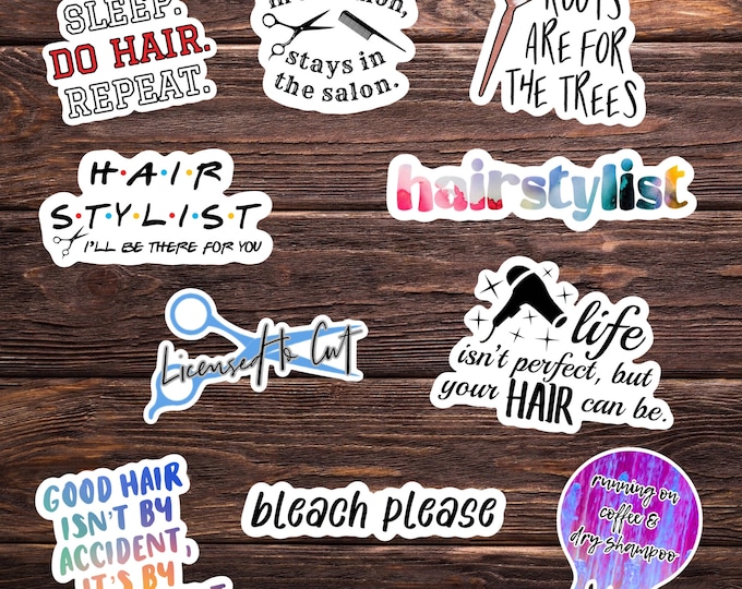 Hairdresser Sticker Pack Set of 6 Hairstylist Stickers 3 Die Cut ...