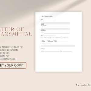 Letter of Transmittal Template, Fillable PDF Business Document ...