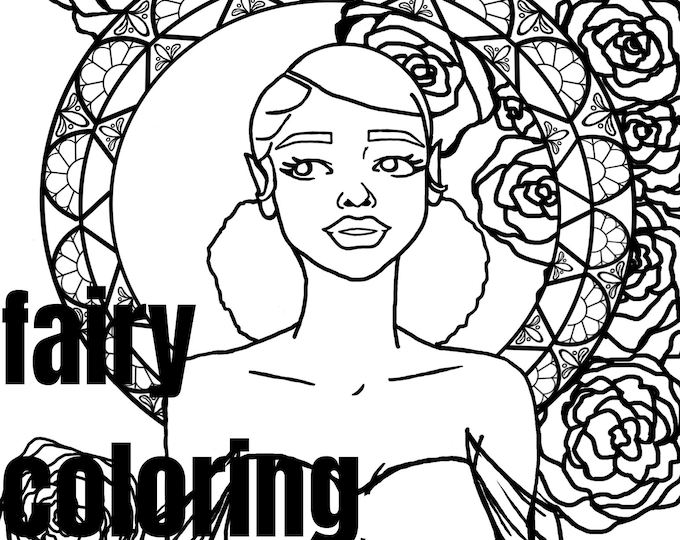 Printable Digital Coloring Page, Butterfly Scar Girl, Fantasy ...