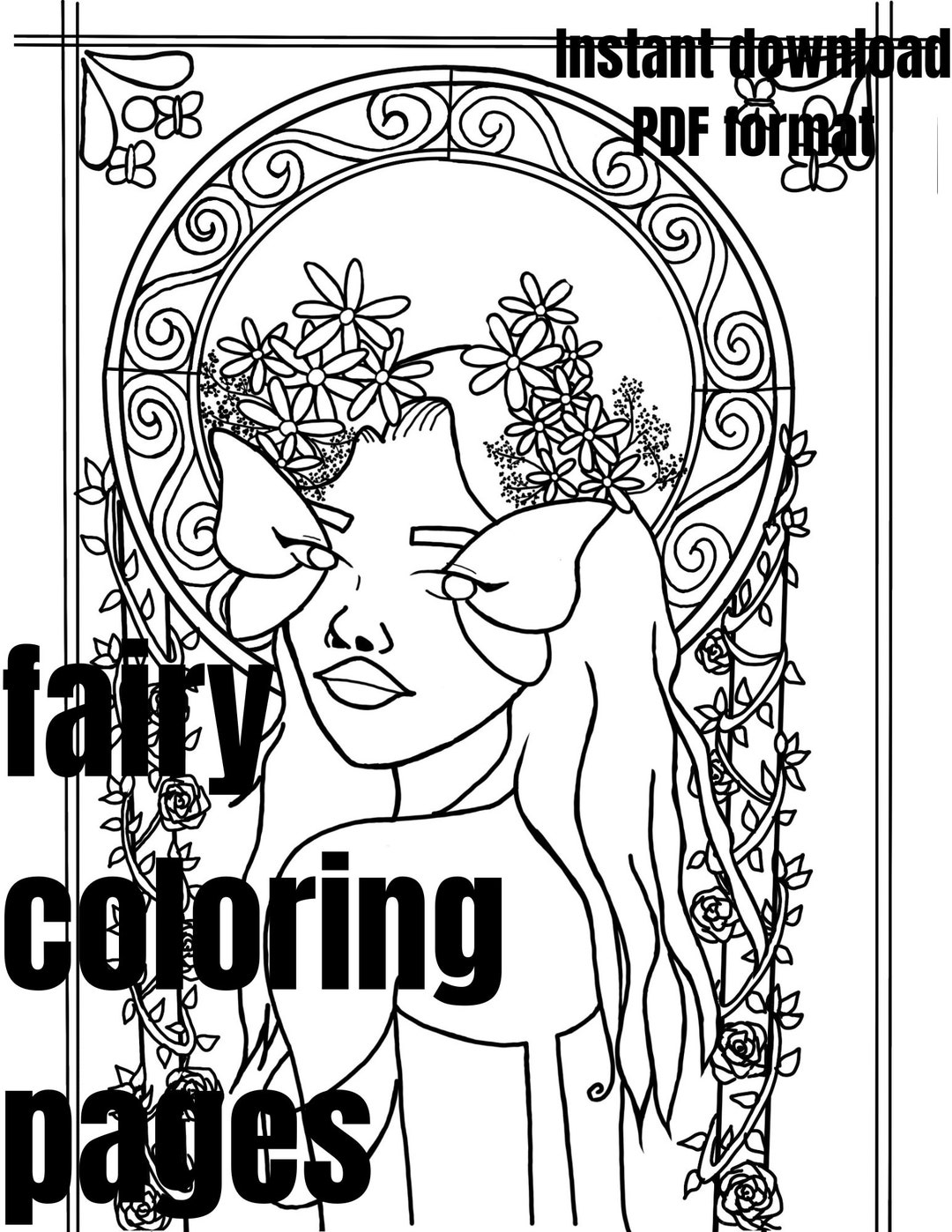 Fantasy Fairy Coloring Page - Etsy