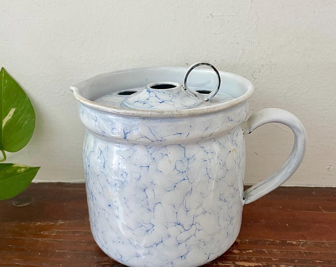 Vintage French Enamelware Milk Boiling Pot Stamped LUC & Cie, Vintage ...