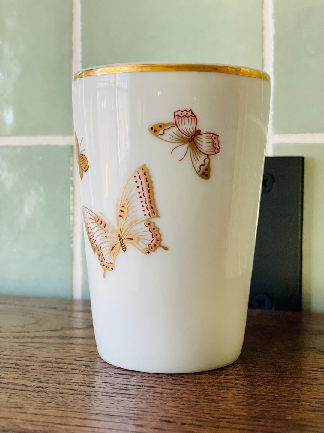 Vintage Bohemian Gold Butterfly Cup, Lefton Gem Accessories Cup ...