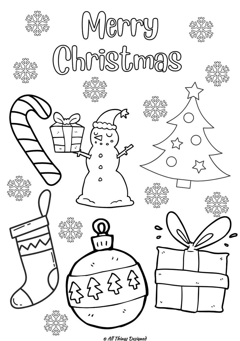 Christmas Coloring Page, Holidays, Merry Christmas, Digital Download ...
