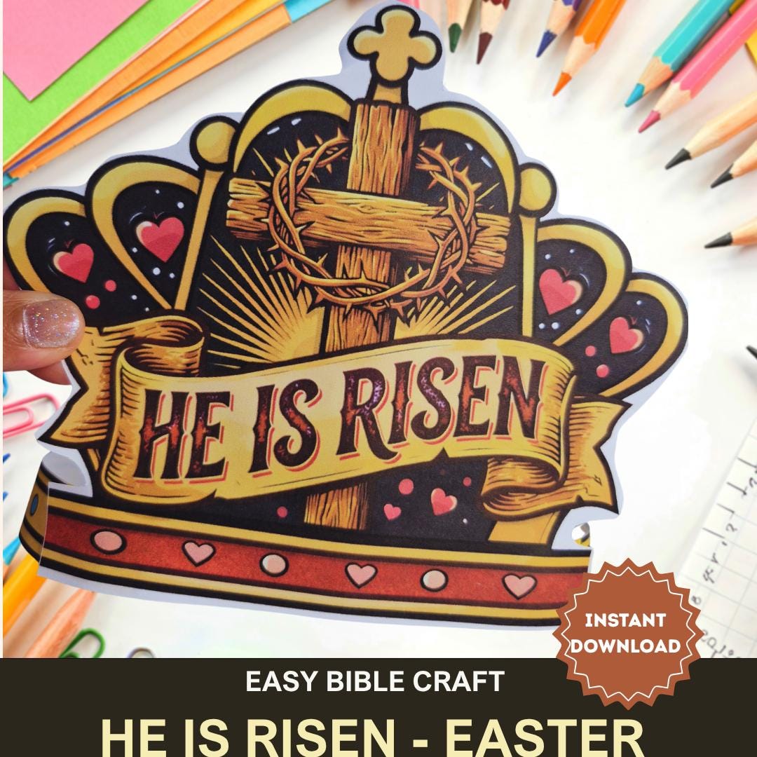 He is Risen Crown Craft | Easter Bible Activity for Kids (digital ...