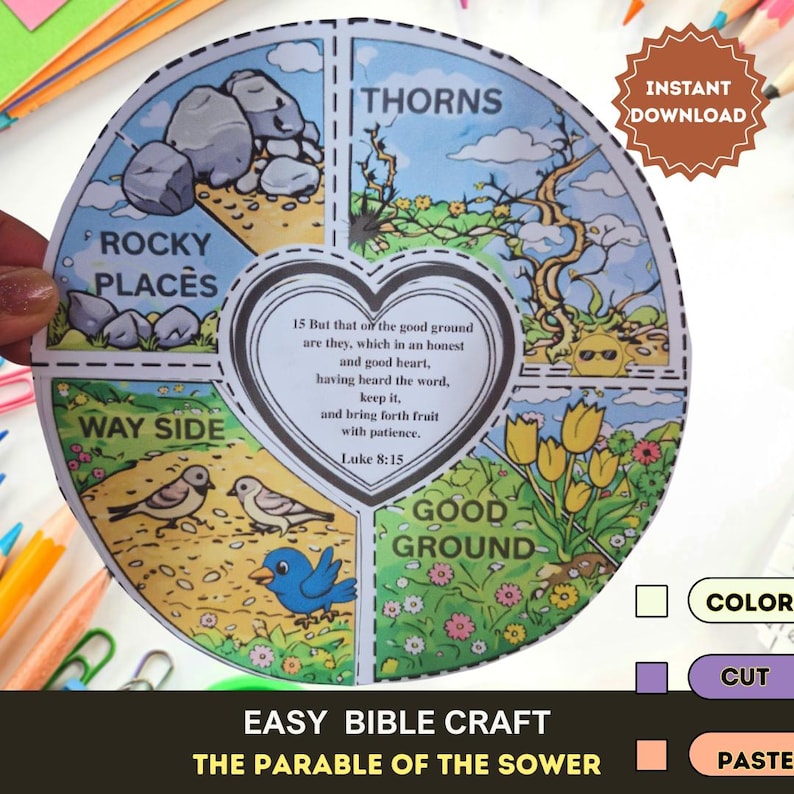Parable of Sower Craft Printable: an Interactive Bible Story Activity ...