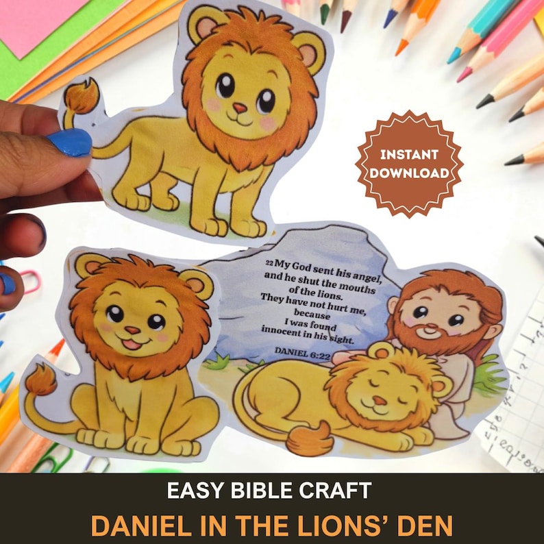 Daniel in the Lions’ Den Bible Craft for Kids | Easy Color Cut and ...