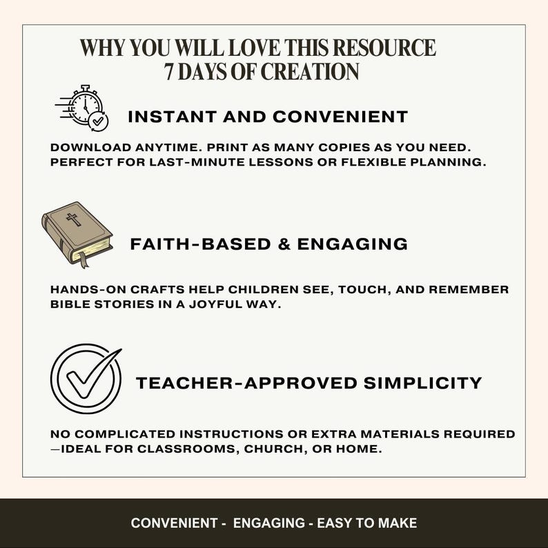 7 Days of Creation, Easy Bible Craft - Etsy UK