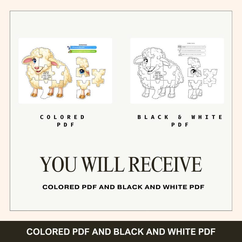 Lost Sheep Bible Craft | Color, Cut, Paste Puzzle (digital Download) - Etsy