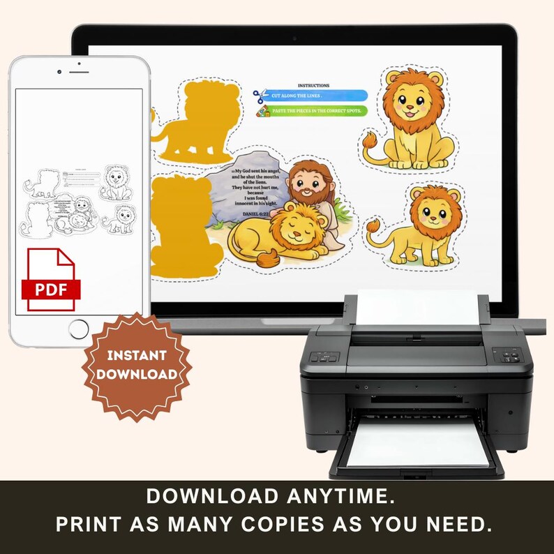 Daniel in the Lions’ Den Bible Craft for Kids | Easy Color Cut and ...