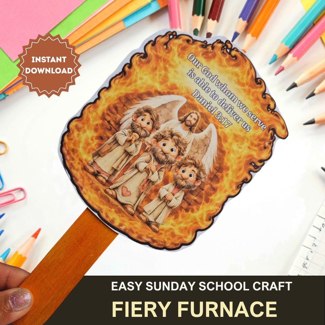 Fiery Furnace Bible Craft | Shadrach Meshach Abednego Sunday School Fan ...