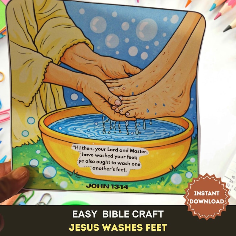 Jesus Washes Feet Bible Craft, Cut and Paste Activity (digital Download ...