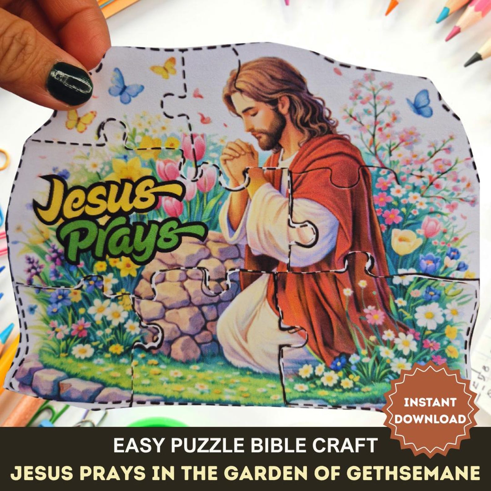 Jesus Prays Puzzle Craft | Gethsemane Bible Activity (instant Download ...