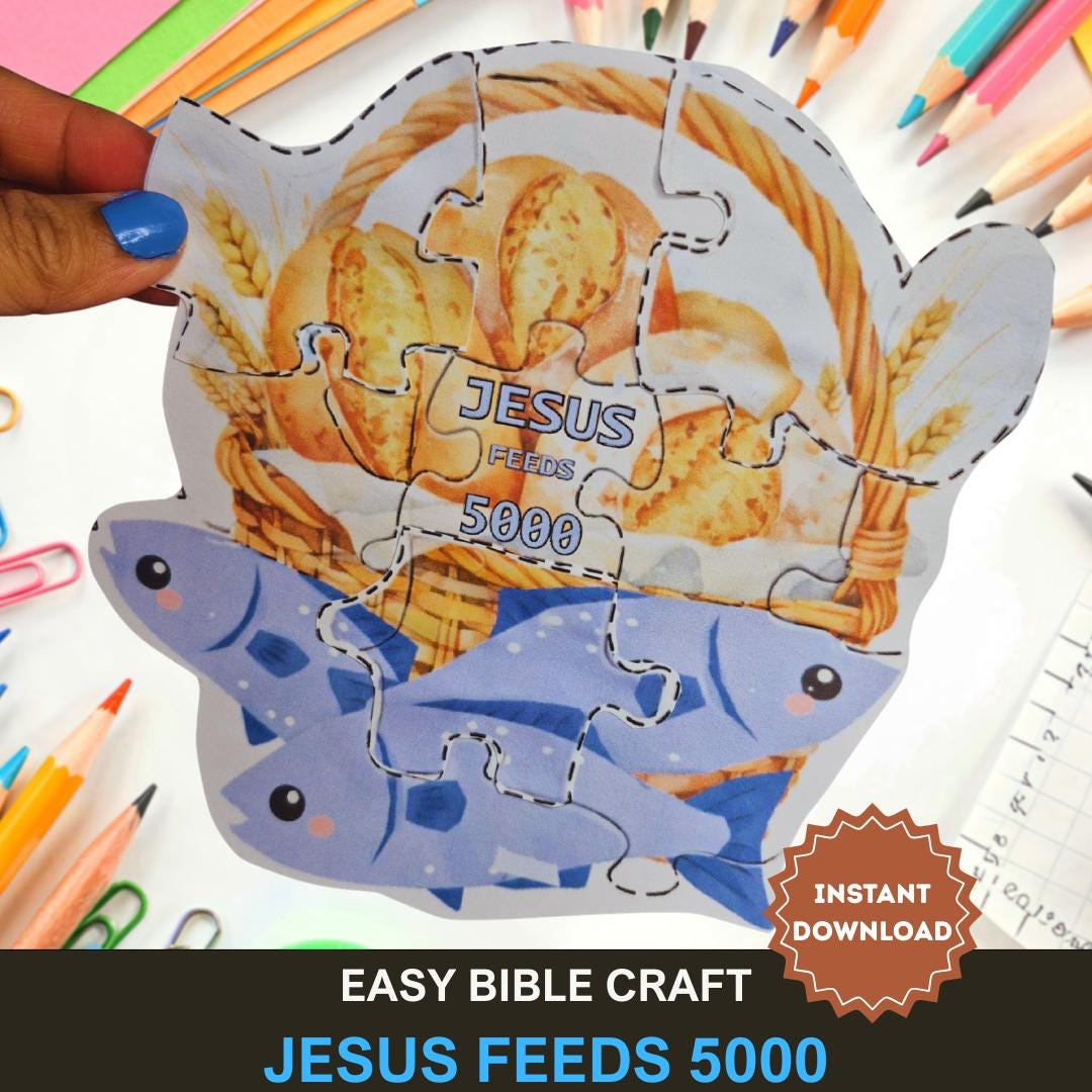 Jesus Feeds 5000 Puzzle Craft, Sunday School Activity (printable ...