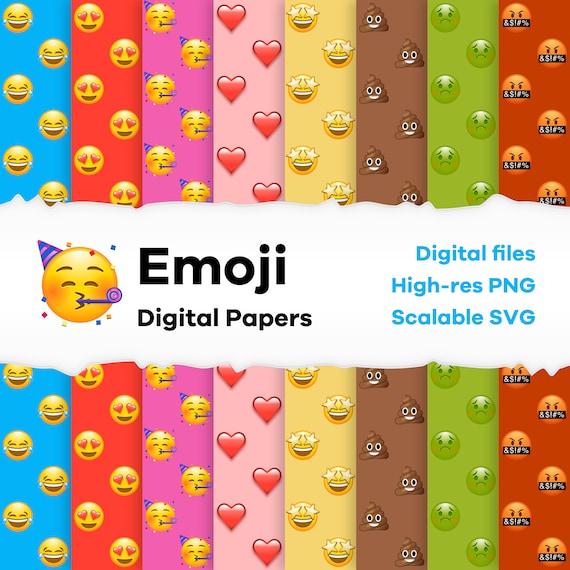 Emoji Digital Paper PNG SVG High Resolution and Scalable | Etsy