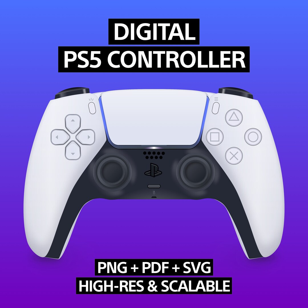 Digital Sony Dualsense PS5 Wireless Controller (white) - PNG + SVG ...