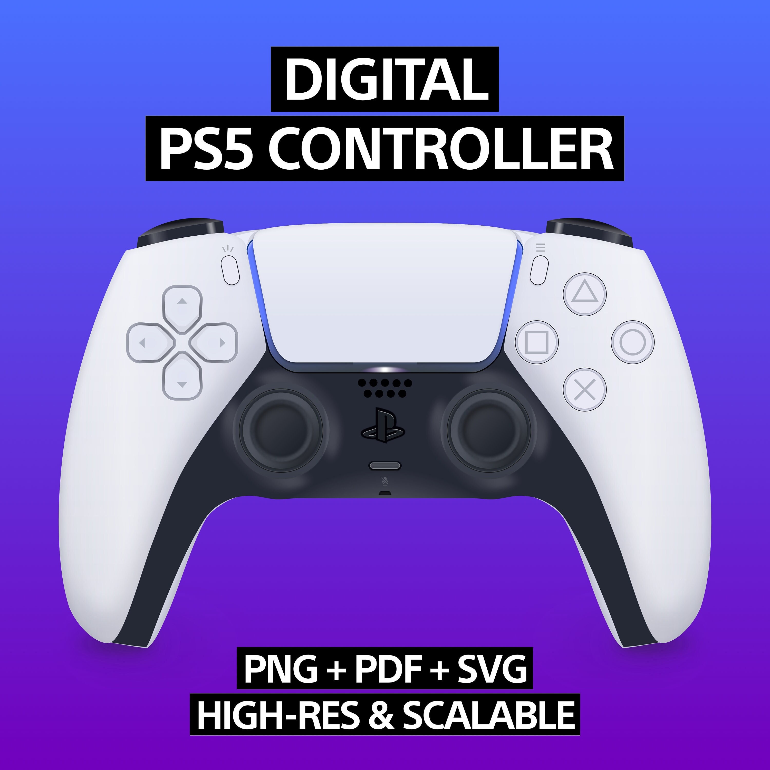 Digital Sony Dualsense PS5 Wireless Controller white PNG SVG PDF High ...