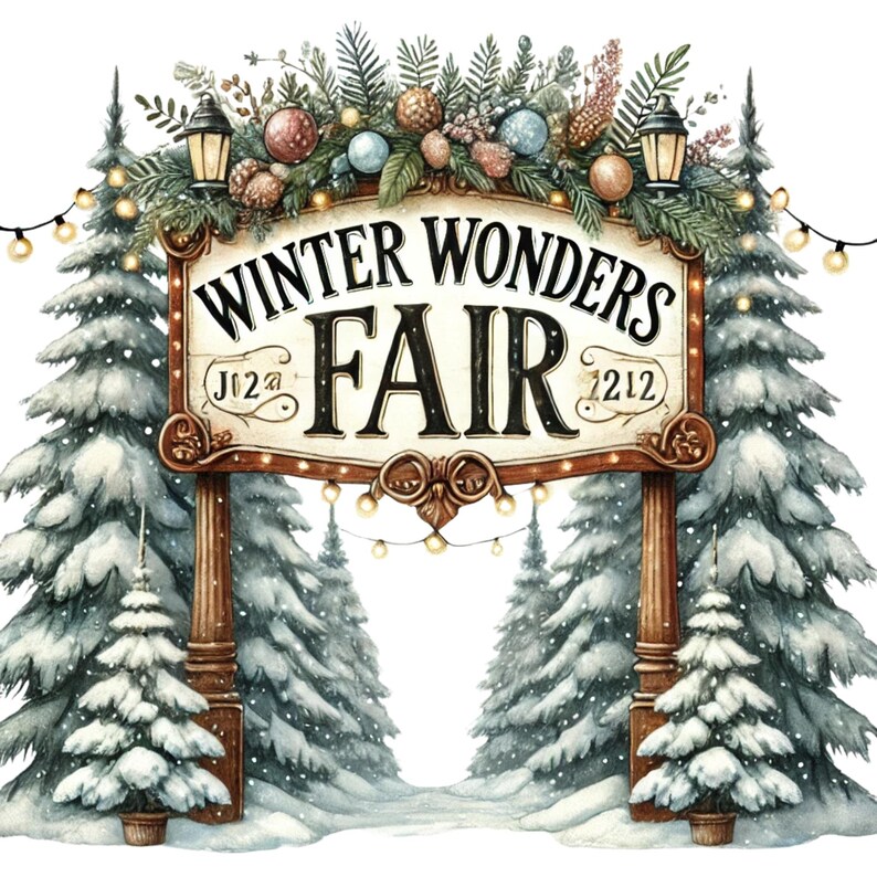 Winter Market Watercolor Clipart, Festive Holiday Designs (digital ...