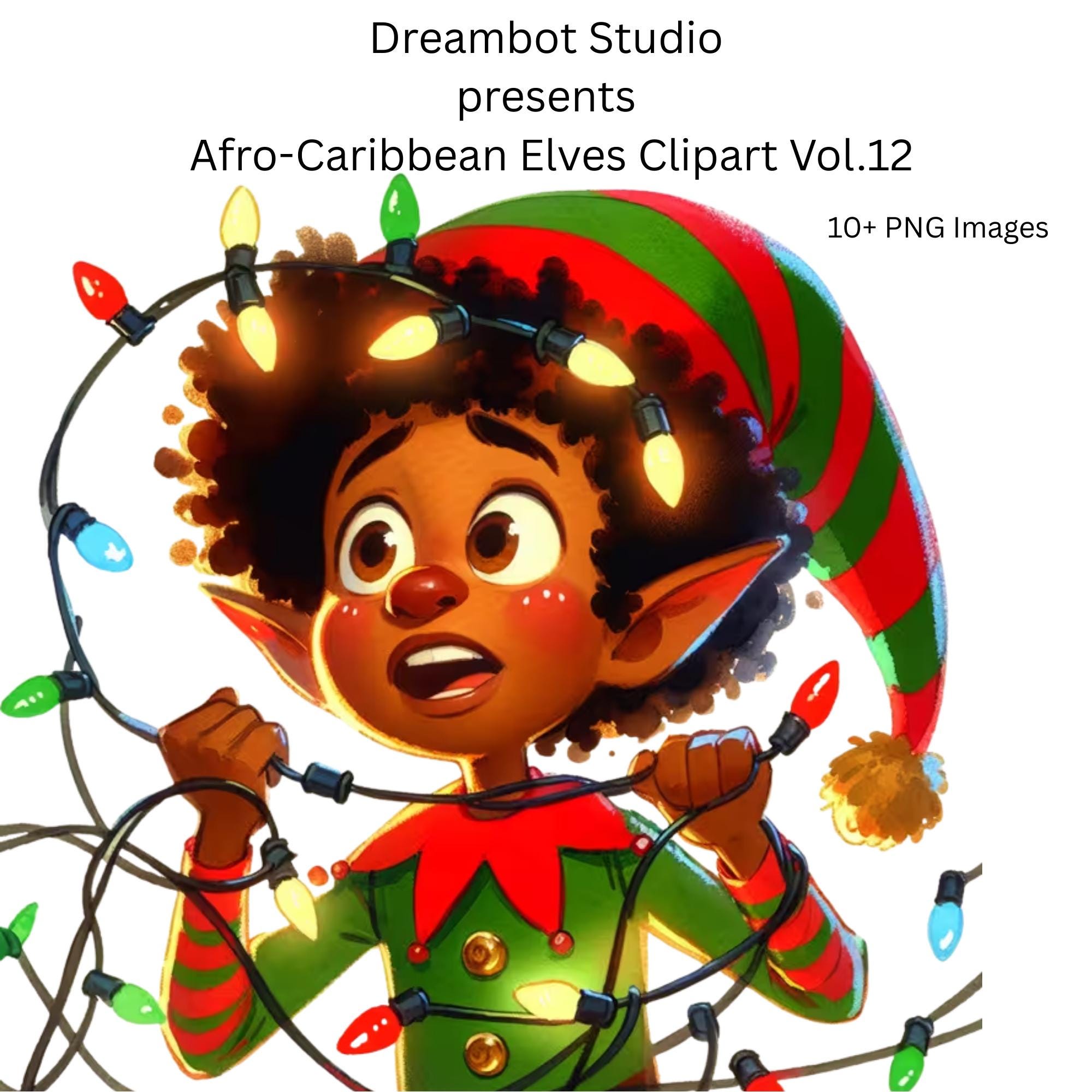 Afro Caribbean Christmas Elf Clipart, Holiday PNG Images, Dark Skin Elf ...