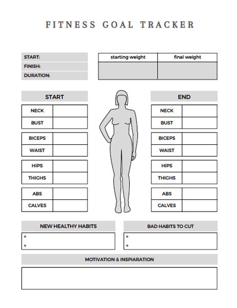Fitness Workout Tracker Printable Digital Download PDF | Exercise Log ...