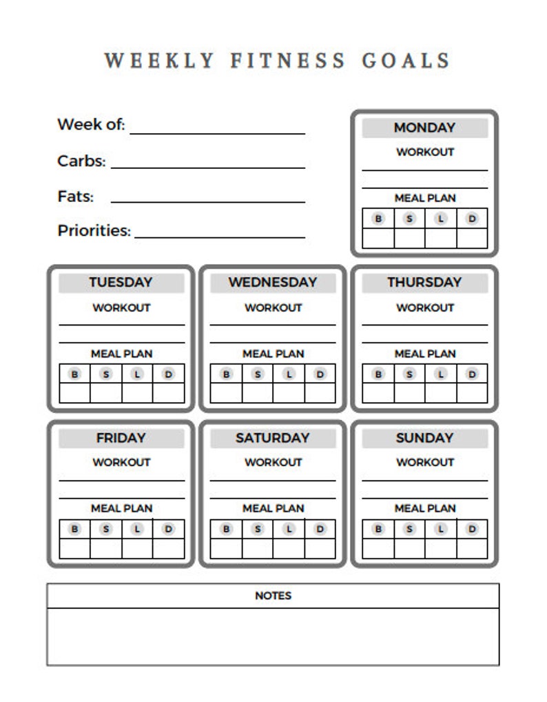 Fitness Workout Tracker Printable Digital Download PDF | Exercise Log ...