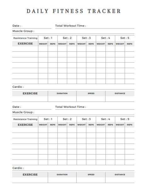 Fitness Workout Tracker Printable Digital Download PDF Exercise Log ...