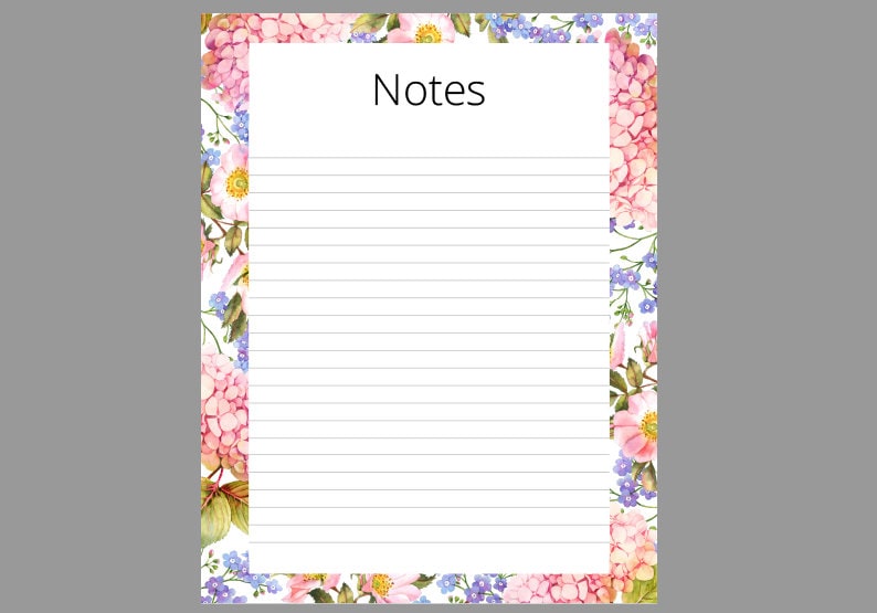 Elegant Floral Stationery, Instant Download, PDF, Journaling, Note ...