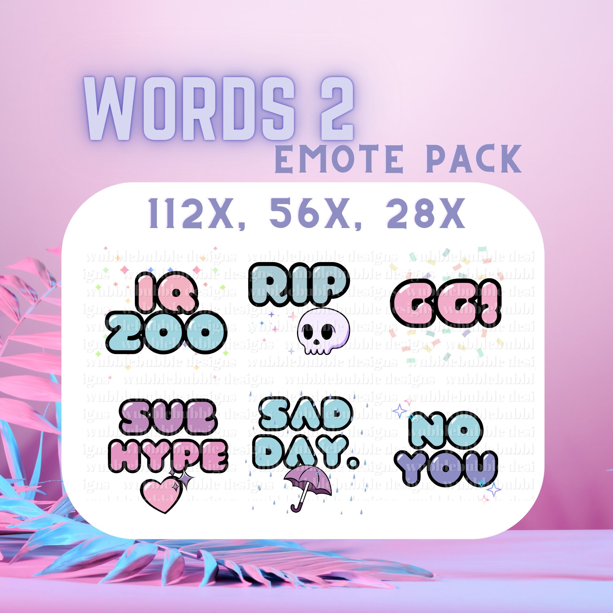 Cute Words Emote Pack #2 | 6 Pack Emotes | Pastel Word Emotes - Etsy