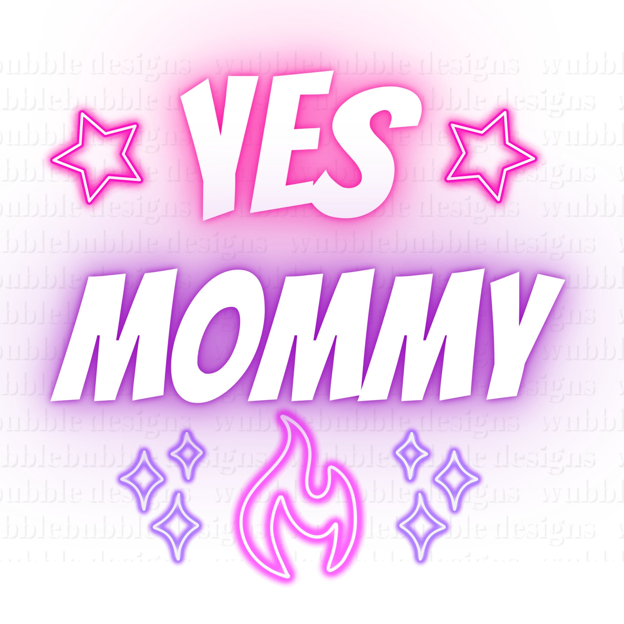 YES EMOTE | Mommy With Fire | Neon | Purple and Pink | Yes Mommy! - Etsy