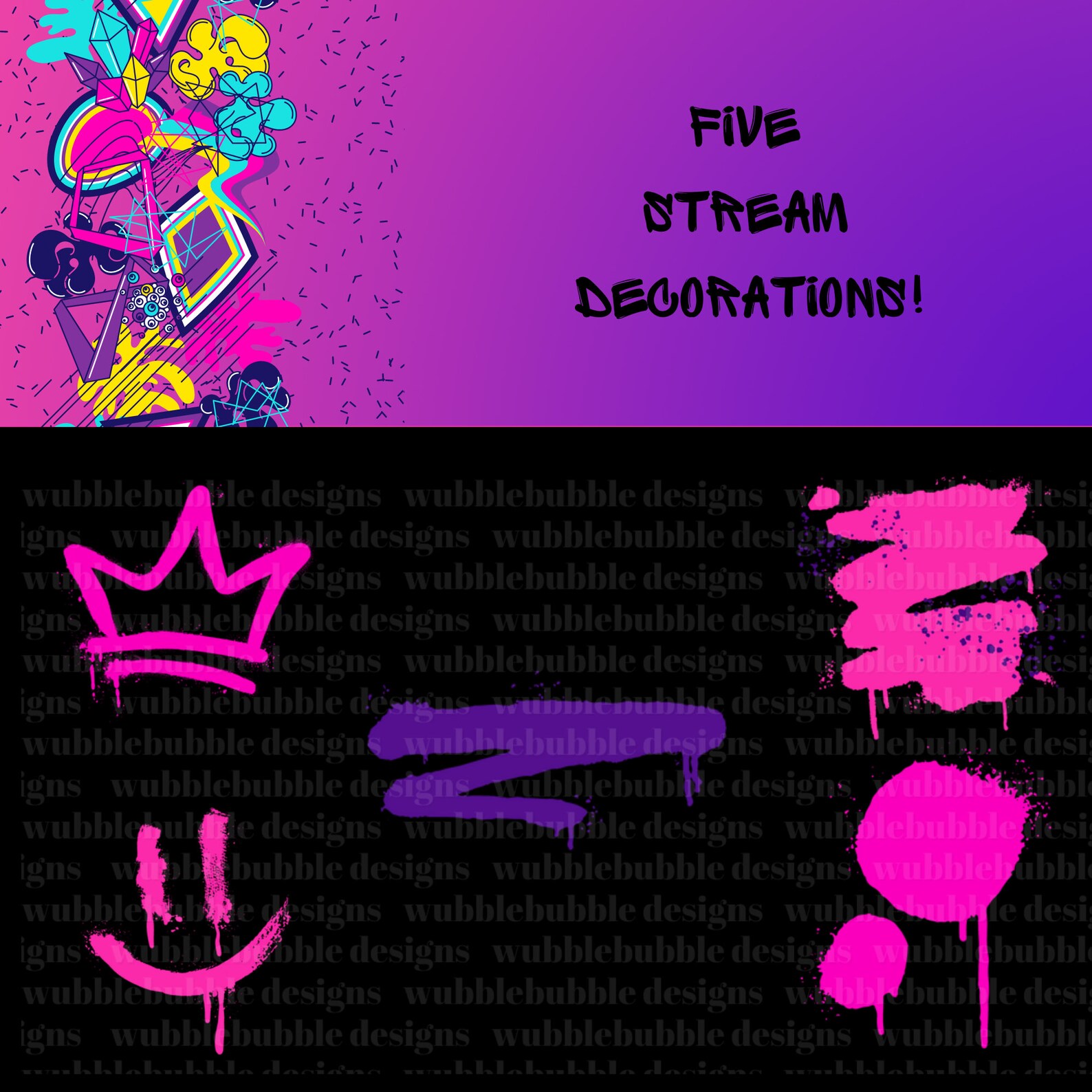 GRAFFITI STREAM PACKAGE | Overlays, Underlays, Emotes, Panels, Stream ...