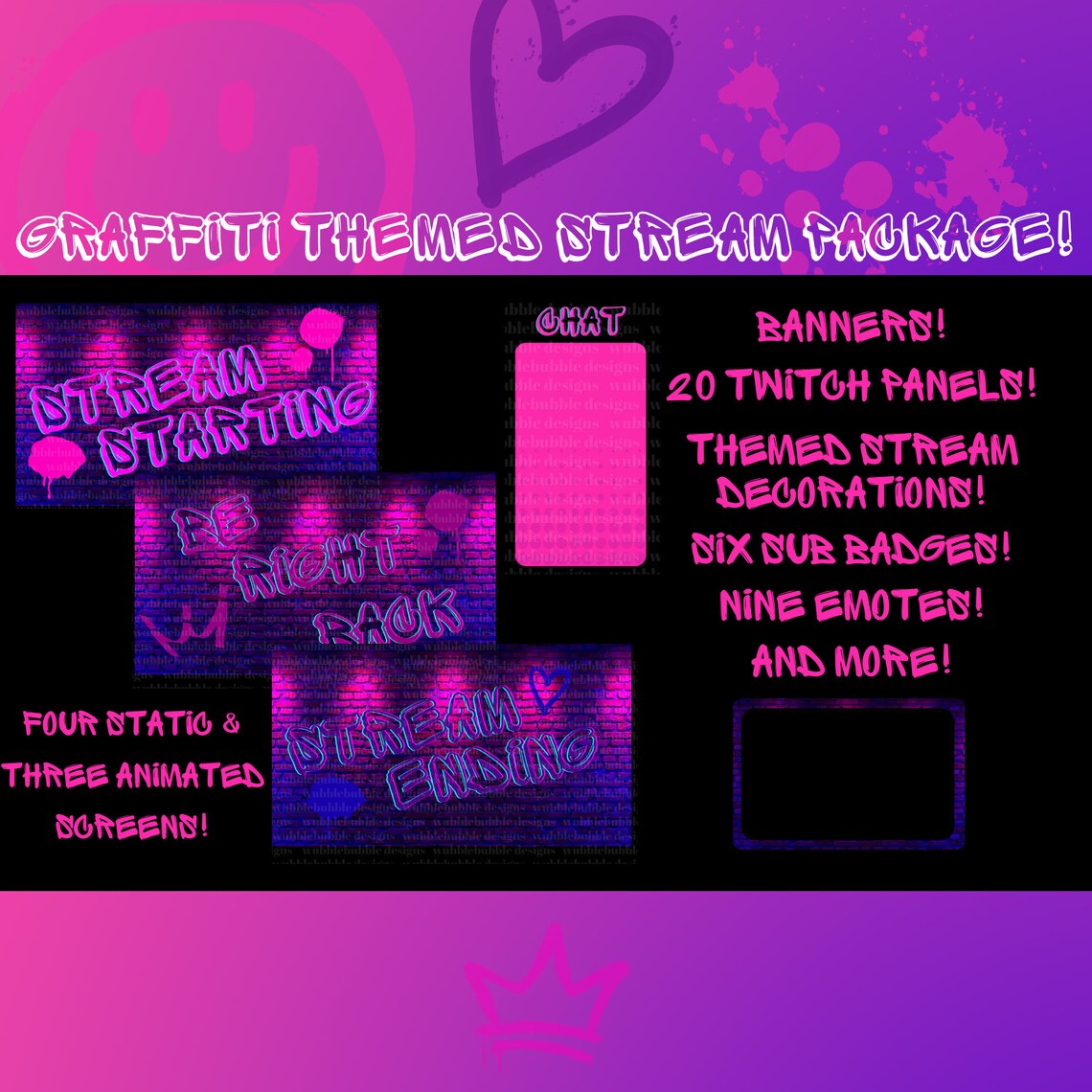GRAFFITI STREAM PACKAGE Overlays, Underlays, Emotes, Panels, Stream ...
