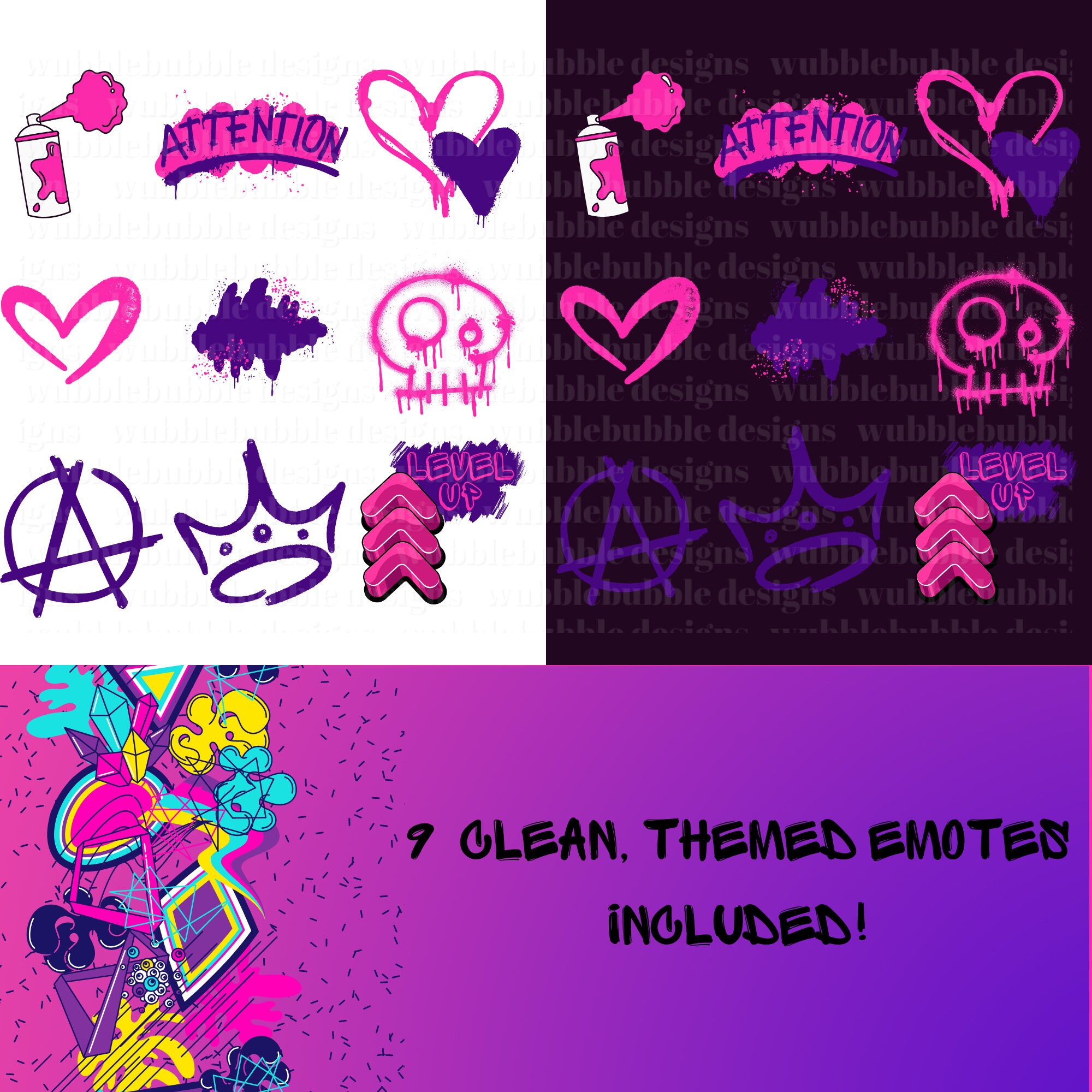 GRAFFITI STREAM PACKAGE | Overlays, Underlays, Emotes, Panels, Stream ...